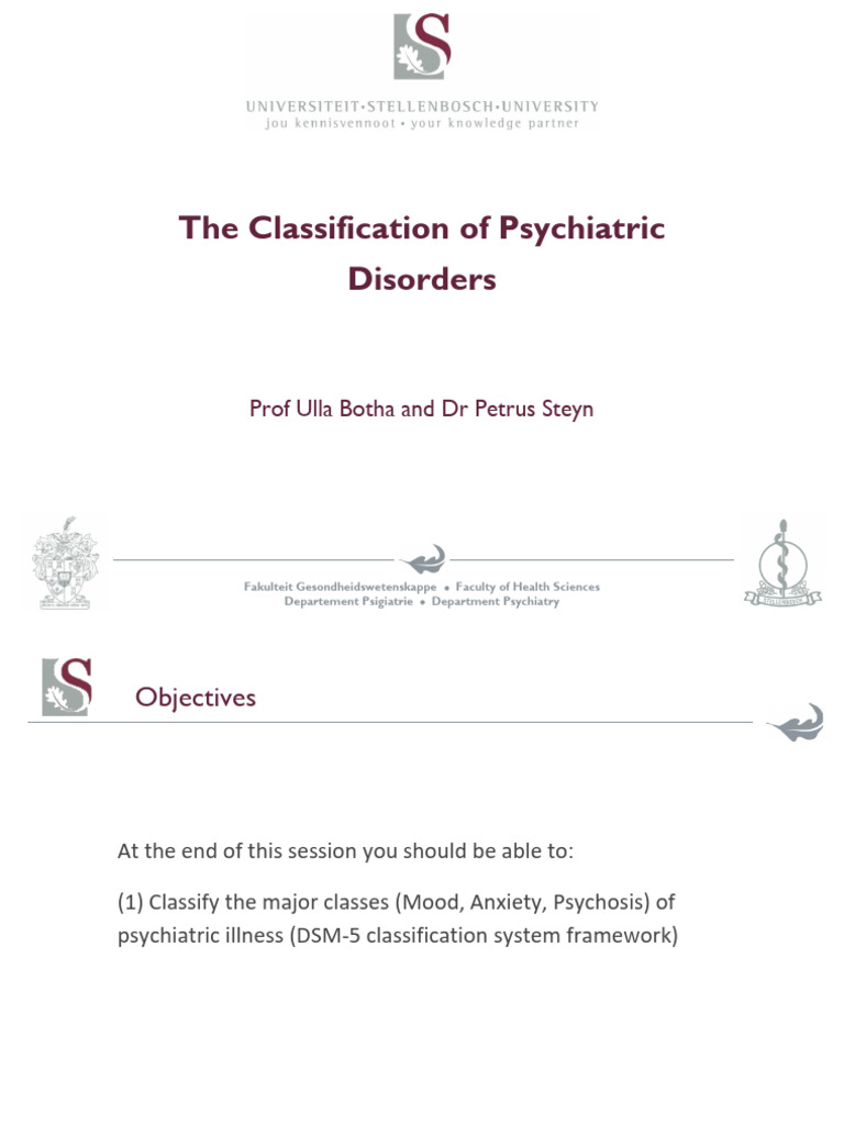Classification of Psychiatric Disorders | PDF | Mental Disorder | Dsm 5