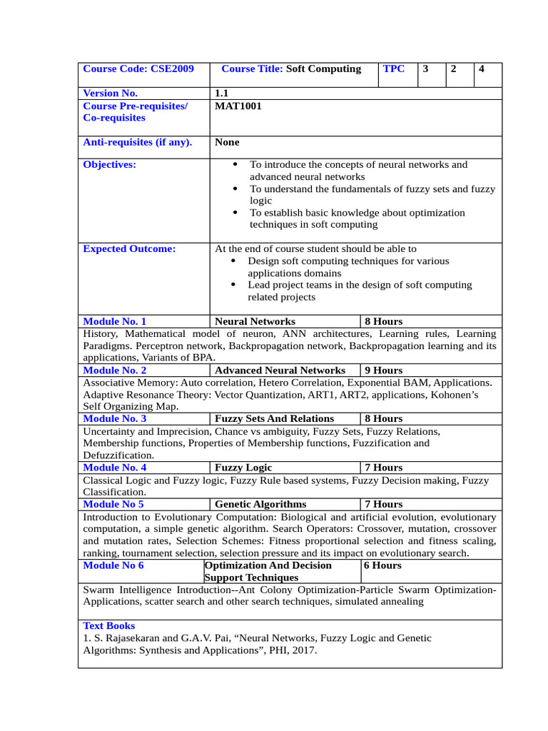 CSE2009_SOFT-COMPUTING_ETH_1.1_3_CSE2009 | PDF | Fuzzy Logic | Machine Learning