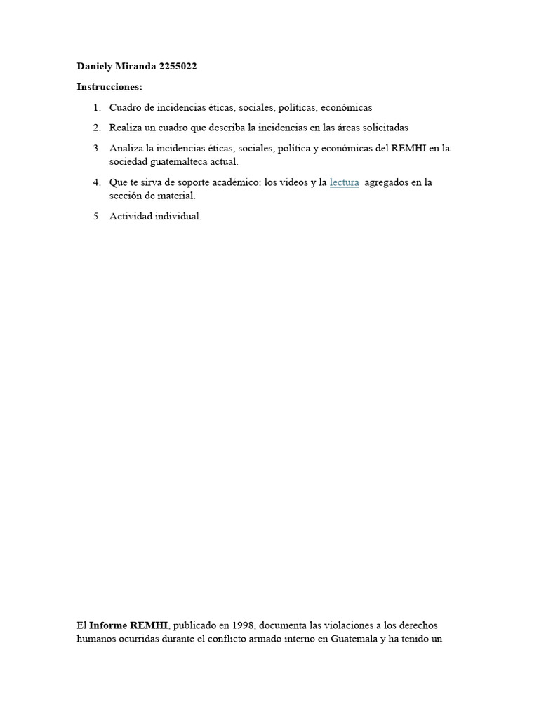 Impacto del Informe REMHI en Guatemala | PDF | Guatemala | Violencia