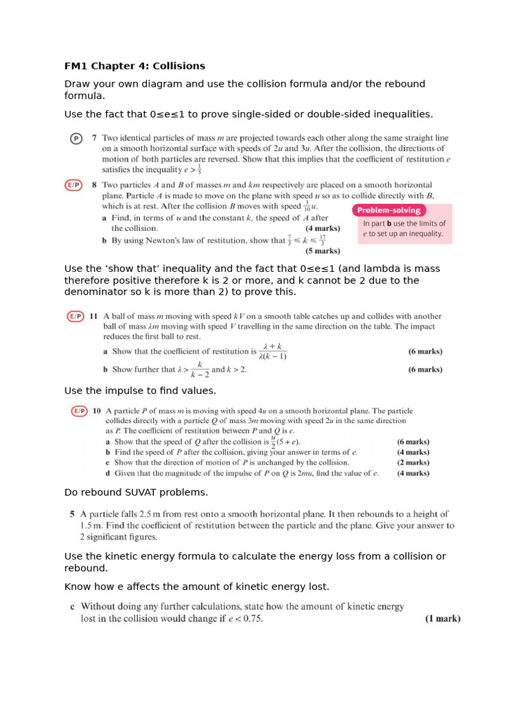 Finishing FM1 - Collisions | PDF
