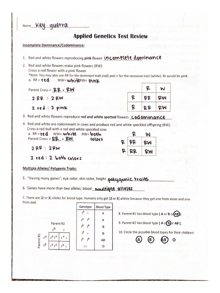 Unit 7 - Applied Genetics Test Review | PDF