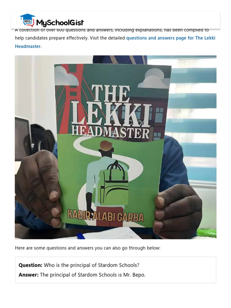 Lekki Headmaster Exam Prep Guide | PDF | Leadership | Schools