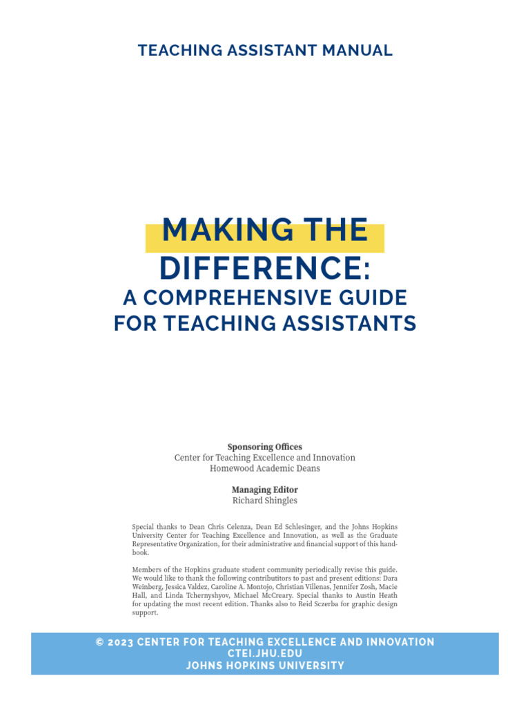 TA Manual - Updated 8-17-2023interactive | PDF | Teaching Assistant ...