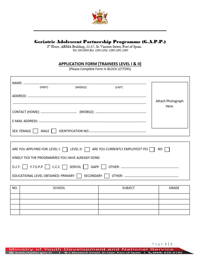 GAPP Application Form for 2025 | PDF