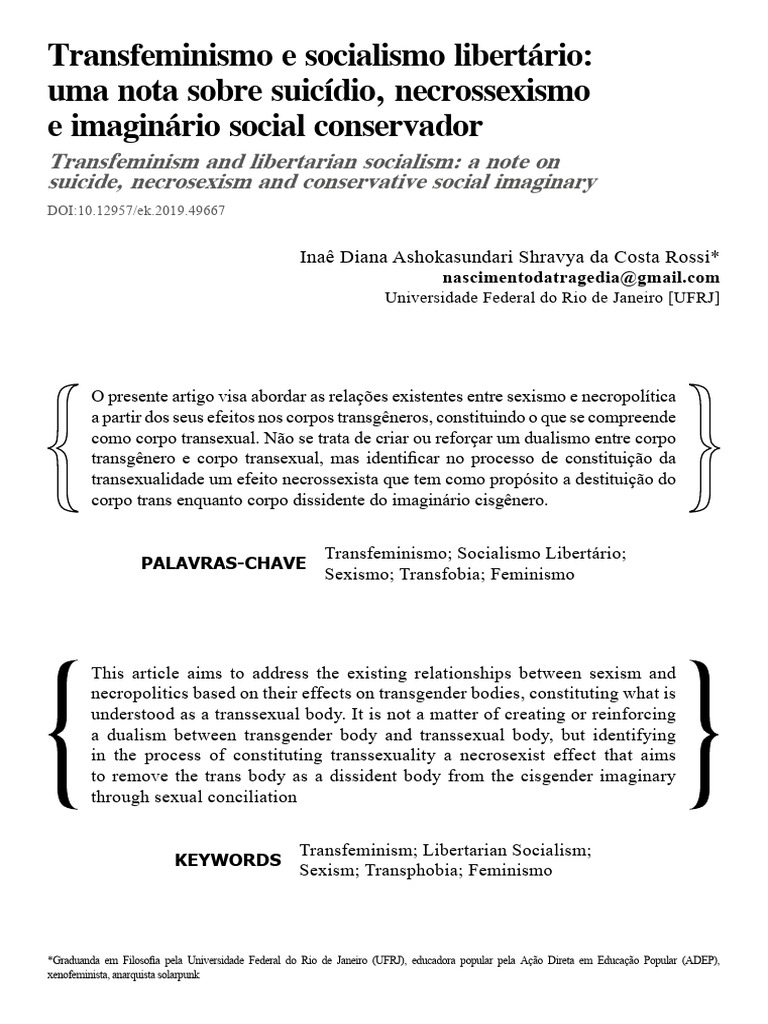 Revistaekstasis,+inae +transfeminismo | PDF | Gênero | Estudos de Gênero