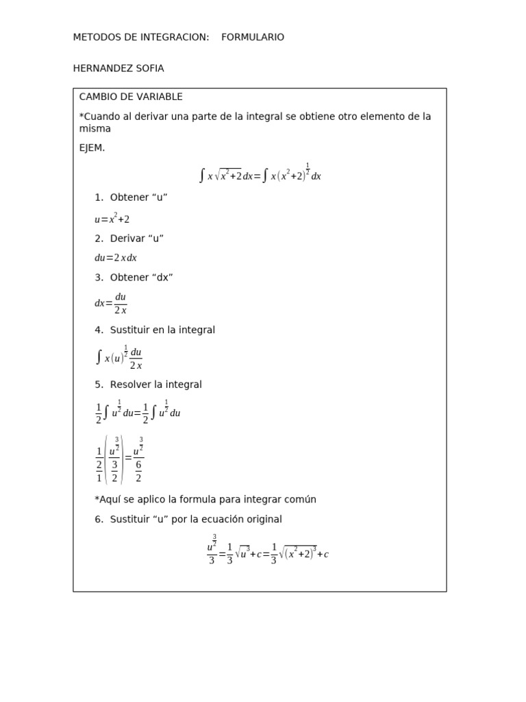 Métodos de Integración: Cambio de Variable | PDF