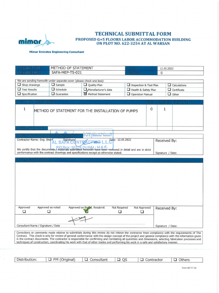 533-Safa-Mep-Ts-21 - Pumps Installation Method Statement | PDF | Pump ...