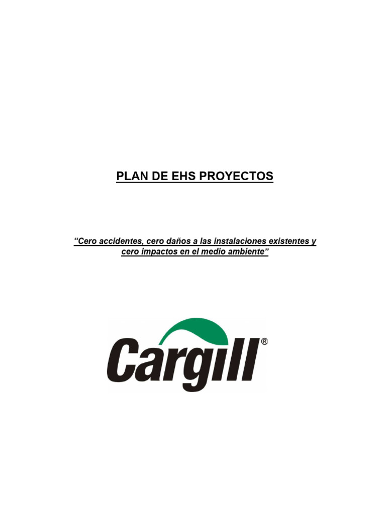 Plan EHS: Seguridad y Medio Ambiente Cargill | PDF | Valores | Presupuesto