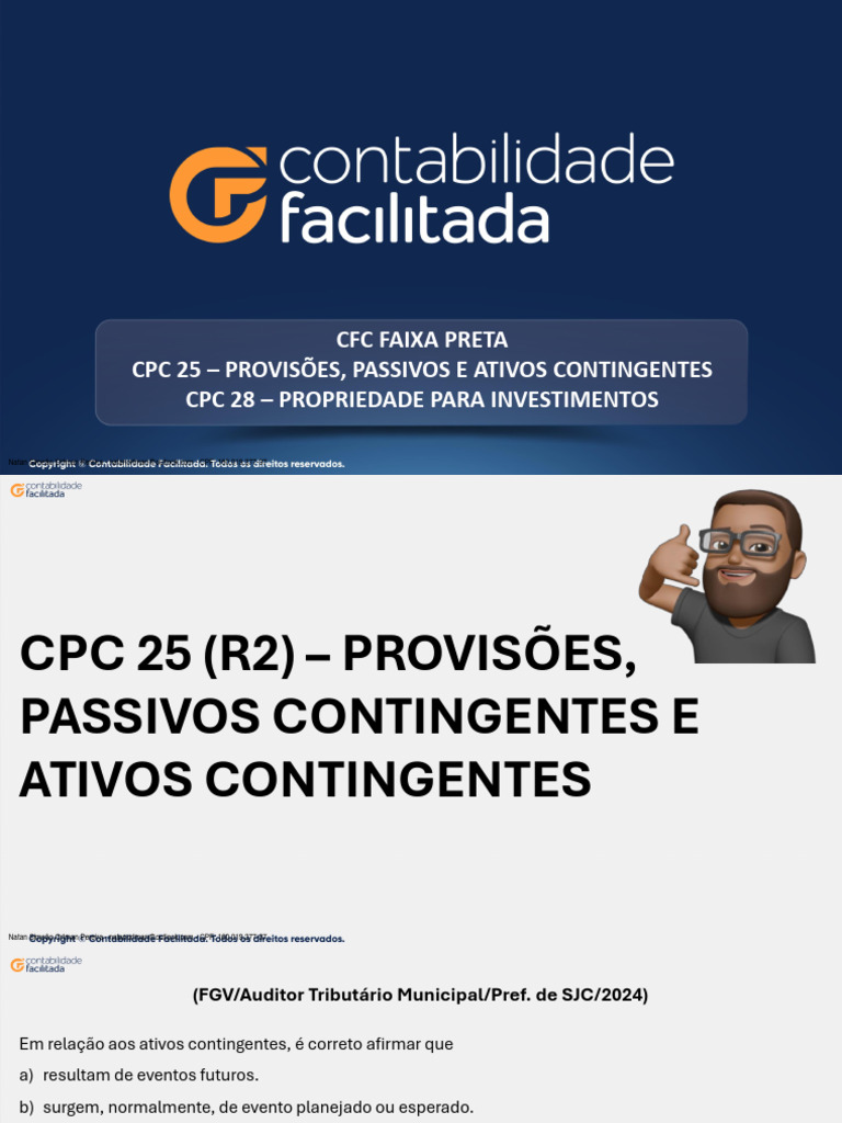22.04 - CFC Faixa Preta - CPC 25 e CPC 28 | PDF | Contabilidade ...