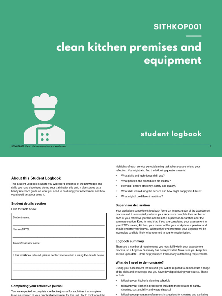 SITHKPOP001 Student Logbook.v1.0 | PDF | Kitchen | Kitchen Utensil
