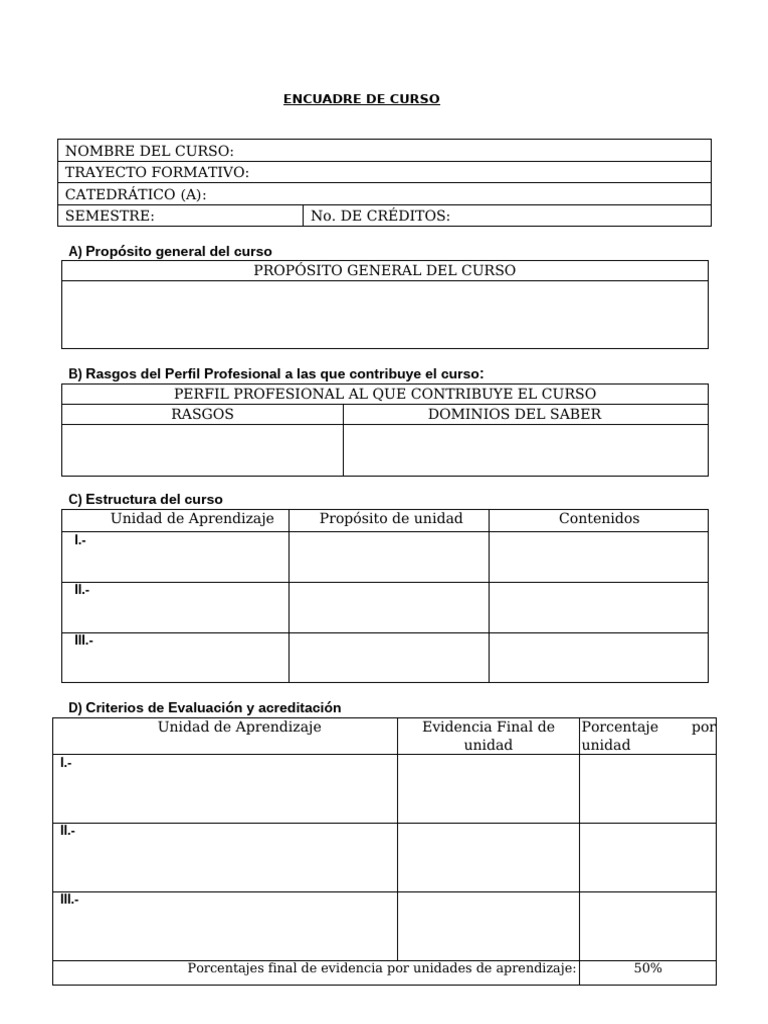 Encuadre del Curso: Estructura y Evaluación | PDF