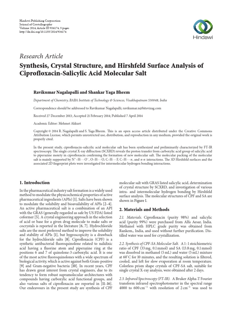 Synthesis_Crystal_Structure_and_Hirshfeld_Surface_ | PDF | Molecules | Infrared Spectroscopy