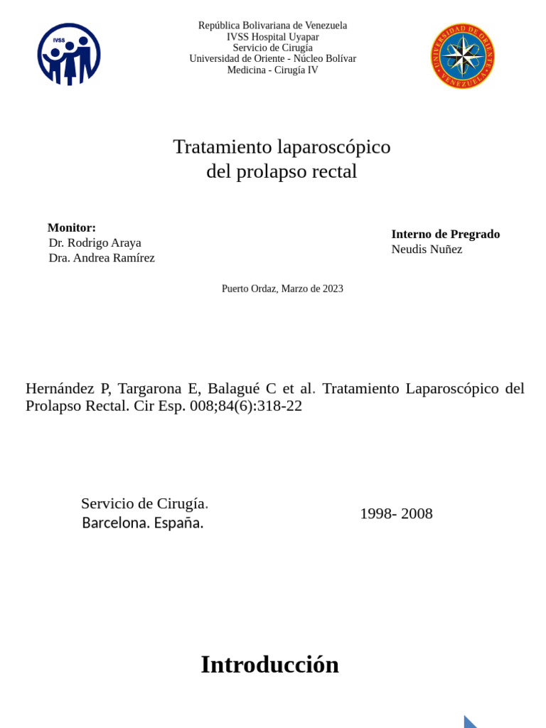 Ficha Sobre Prolapso Rectal Definitivo | PDF | Cirugía | Enfermedades y ...