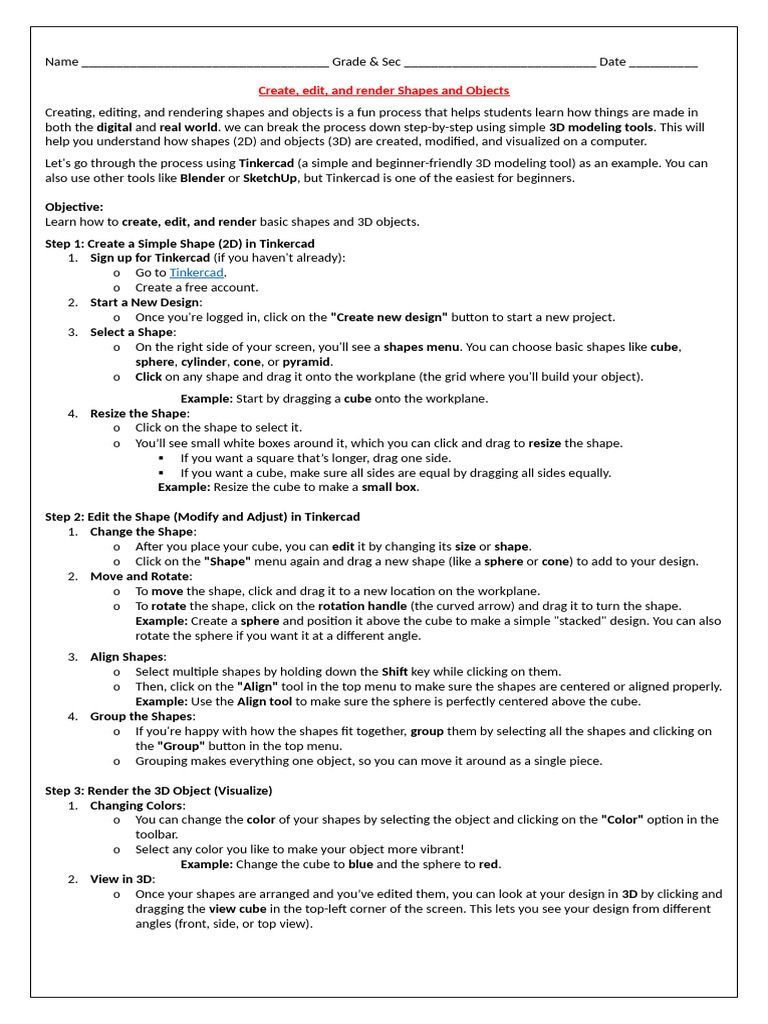 Create Edit and Render Shapes and Objects Via Online 1 | PDF | 3 D ...