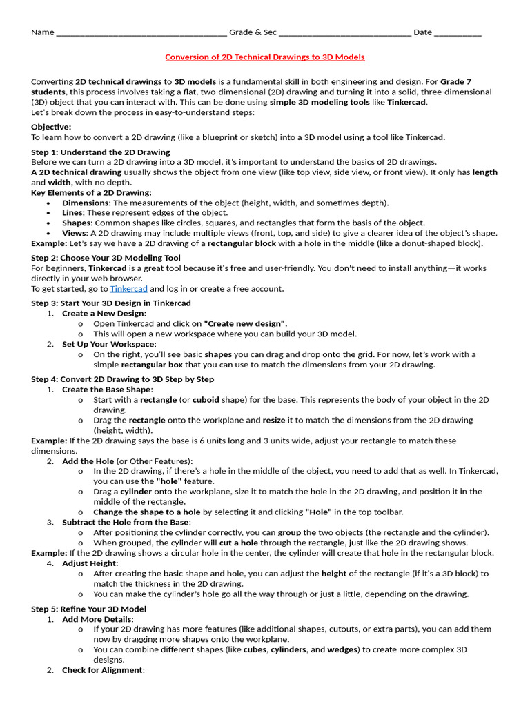 Conversion of 2D Technical Drawings To 3D Models | PDF | 3 D Computer ...