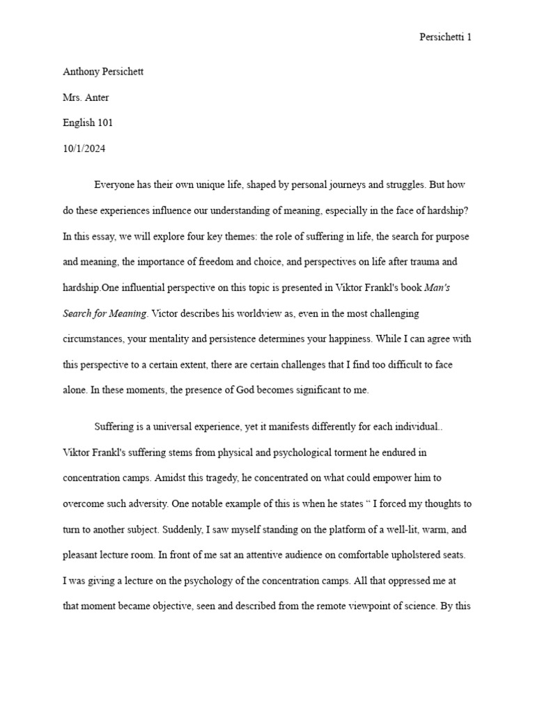 Finding Meaning in Suffering and Faith | PDF | Psychological Resilience ...