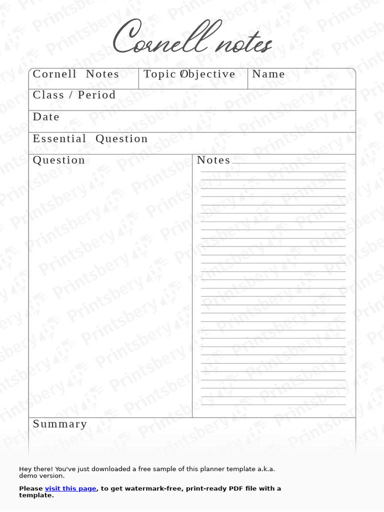 Original Cornell Notes-A4 | PDF