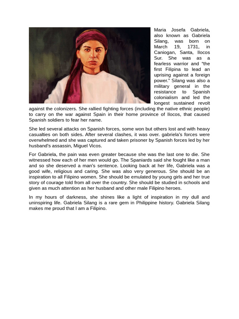 Maria Josefa Gabriela Reflection | PDF