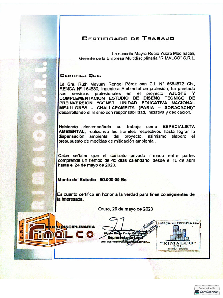 Certificados Ambiental (MAYRA) | PDF