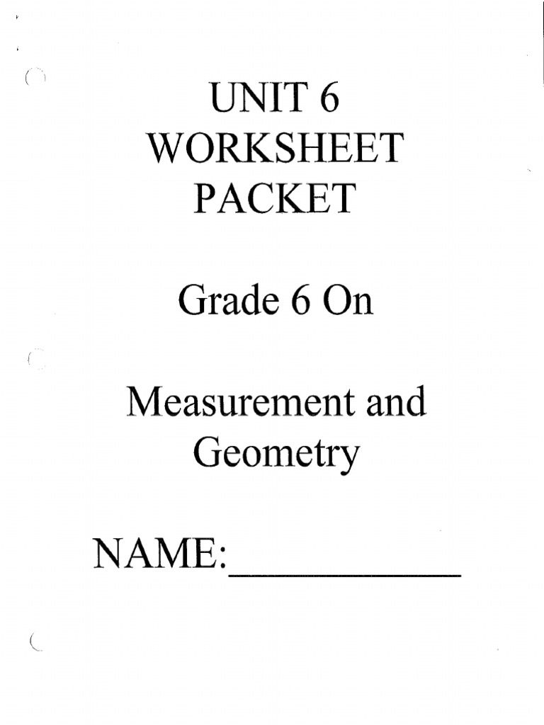 Unit 6 Worksheet Packet -Measurement | PDF