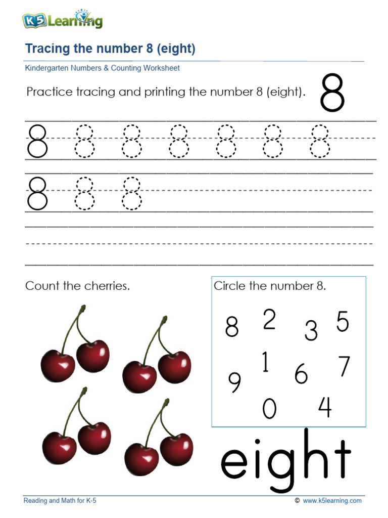 Kindergarten Tracing Numbers Eight 8 | PDF