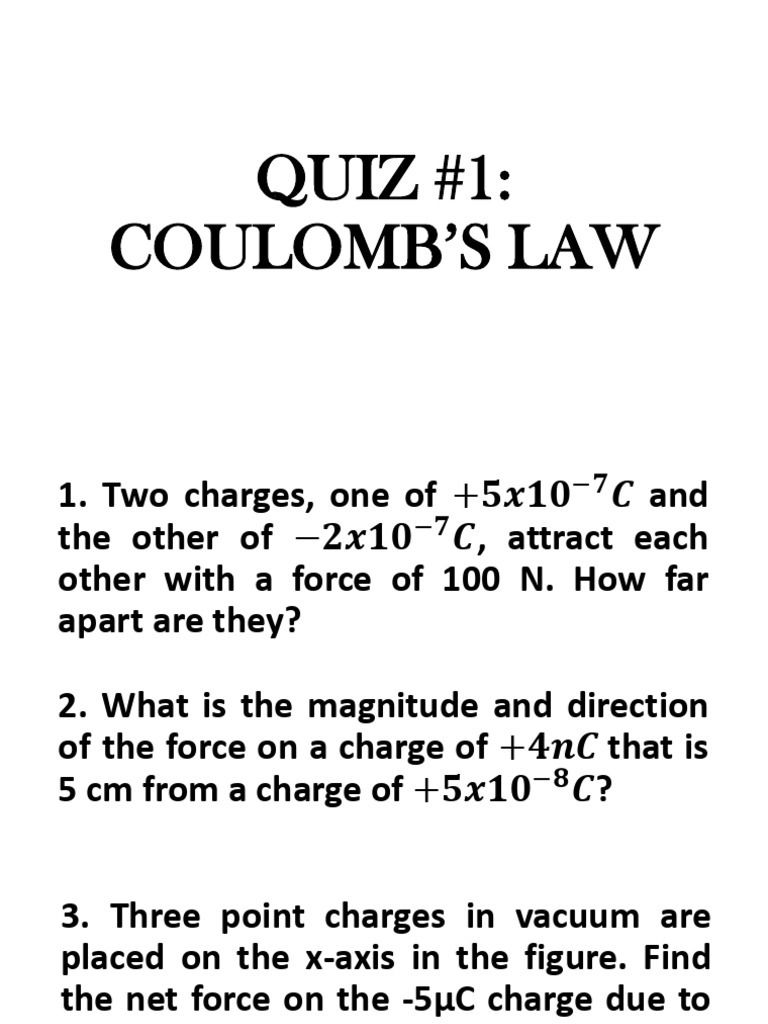 Quizzes | PDF | Electric Field | Potential Energy