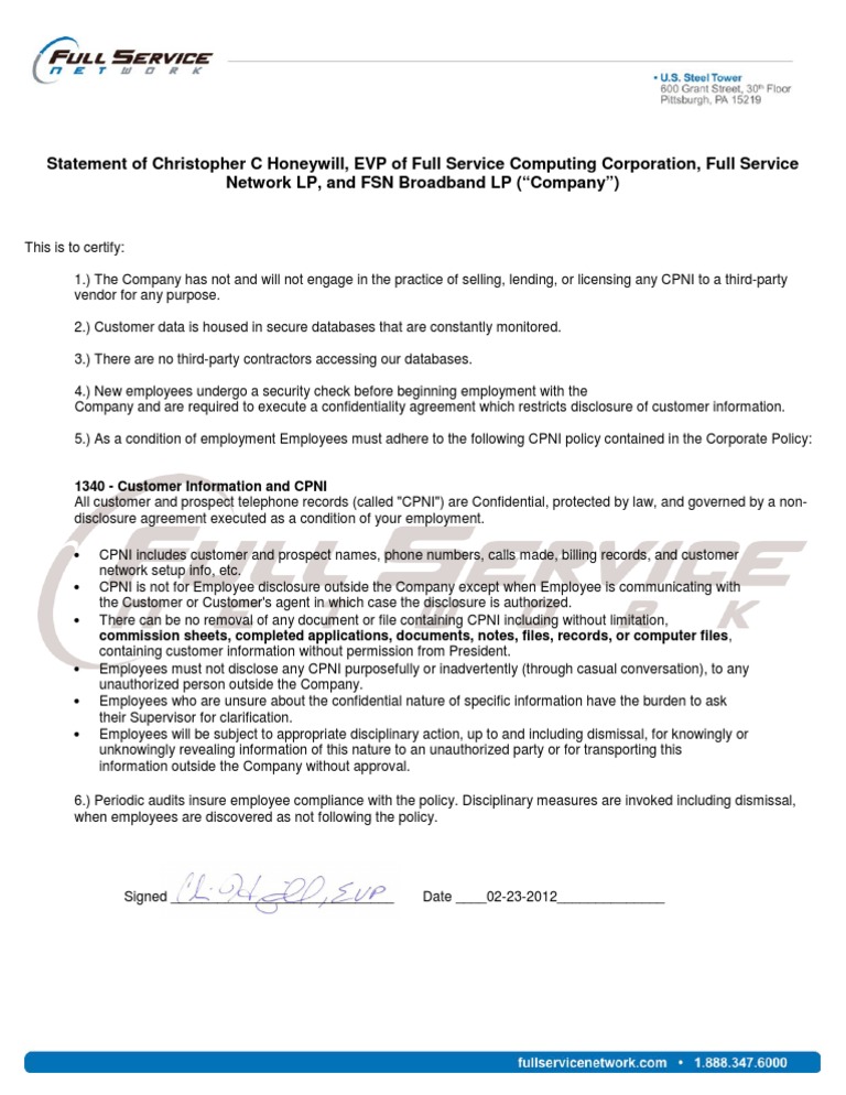 CPNI Upload) | PDF | Business | Finance & Money Management