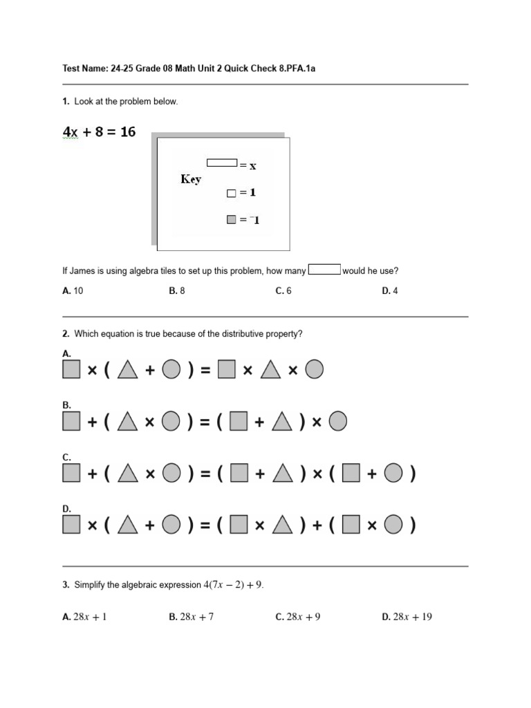Quick Check 8.PFA.1a | PDF