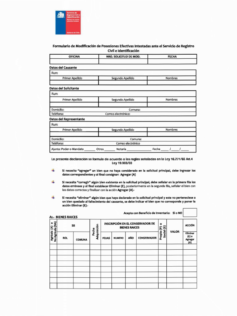 Formulario de Modificacion-Posesion+Efectiva | PDF