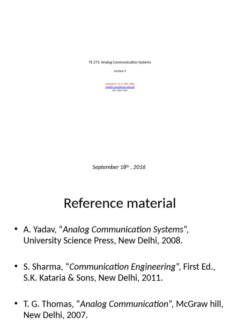 Te 271 Analog Comm Lecture 3 | PDF | Modulation | Amplitude