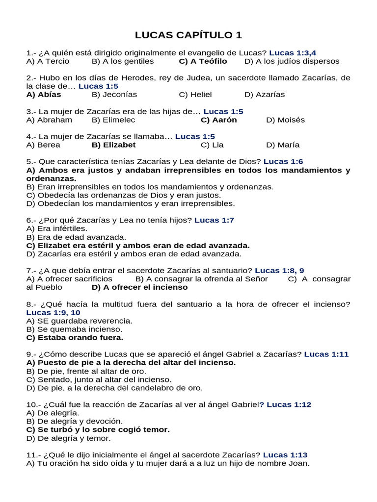 LUCAS CAP 1 Preguntas y Respuestas-1 | PDF | María, madre de Jesús | Gabriel