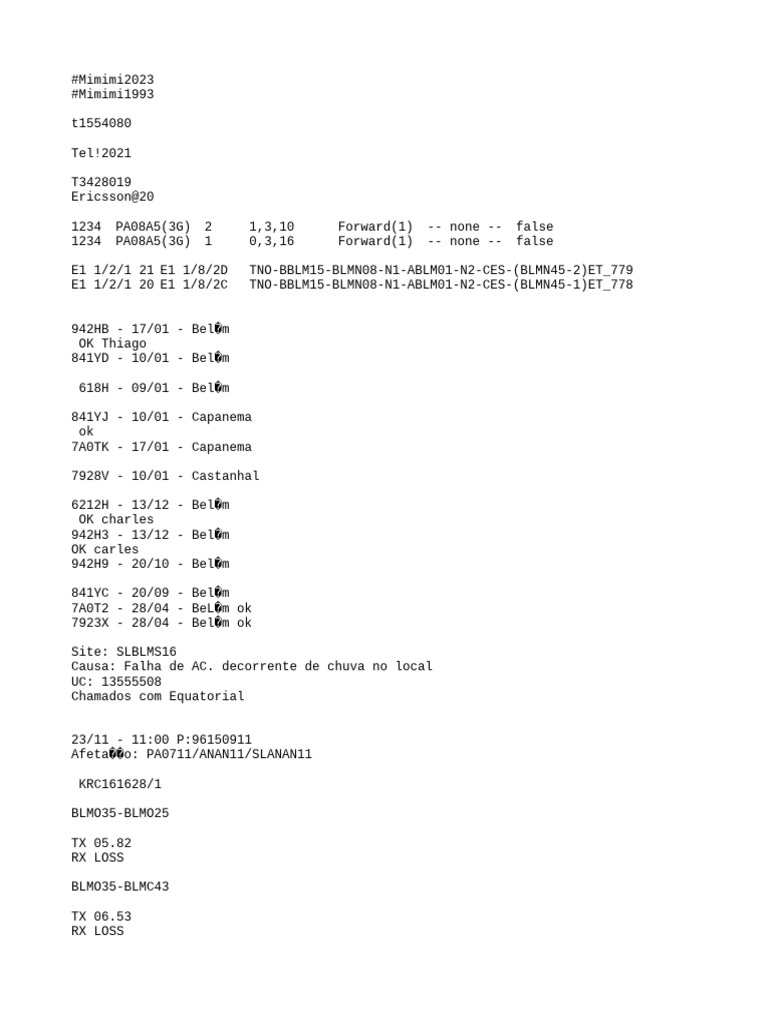 Comando Ericsson | PDF | Computer Networking