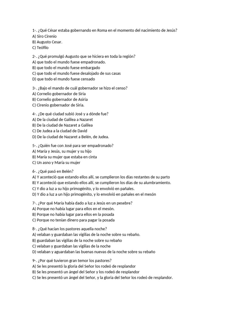 Preguntas Lucas 2 | PDF | María, madre de Jesús | Natividad De Jesus
