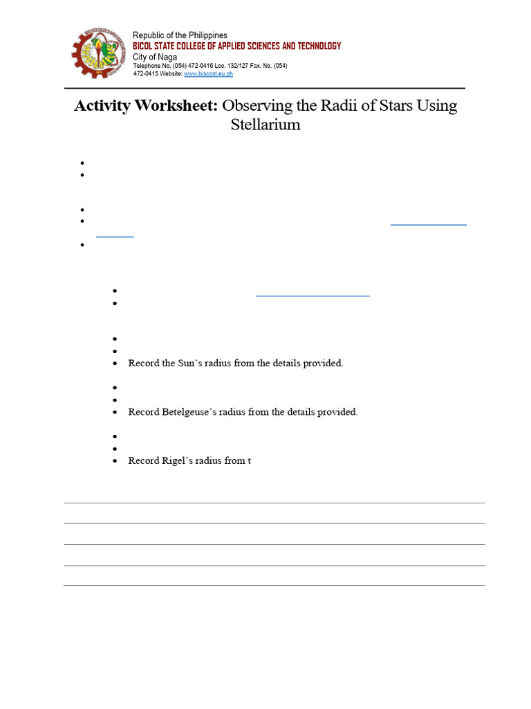 Properties of Stars-Activity-Worksheet | PDF | Stars | Websites
