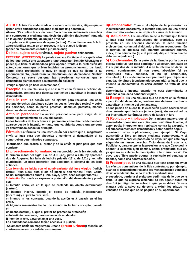 Actio y Exceptio en el Derecho Romano | PDF | Demanda judicial | Ley romana