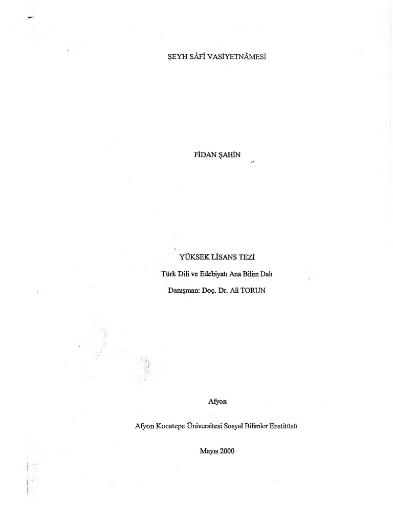 Fidan Sahin Seyh Safi Vasiyetnamesi | PDF