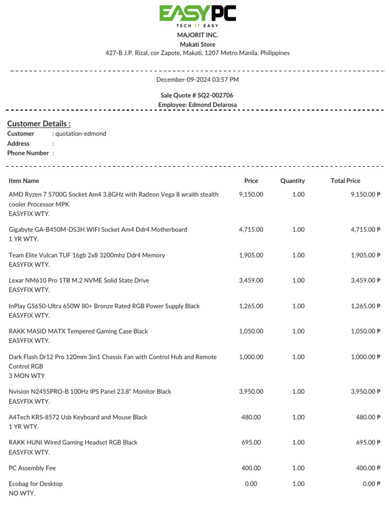 Quotation - SQ2-002706 | PDF | Computer Hardware | Computing