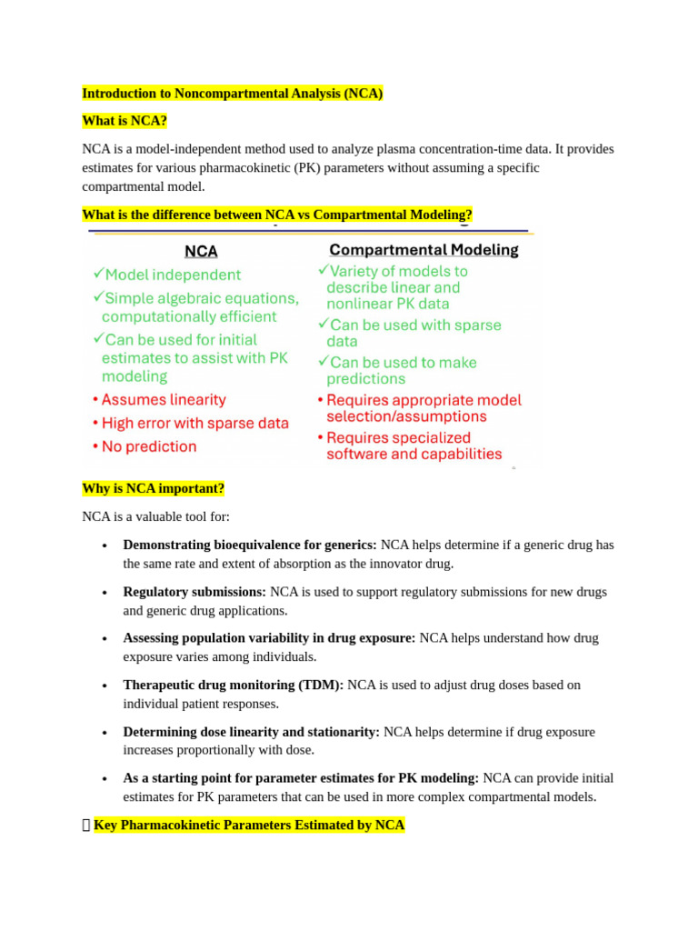 Pharmsci - Noncompartmental Analysis Study Guide | PDF ...