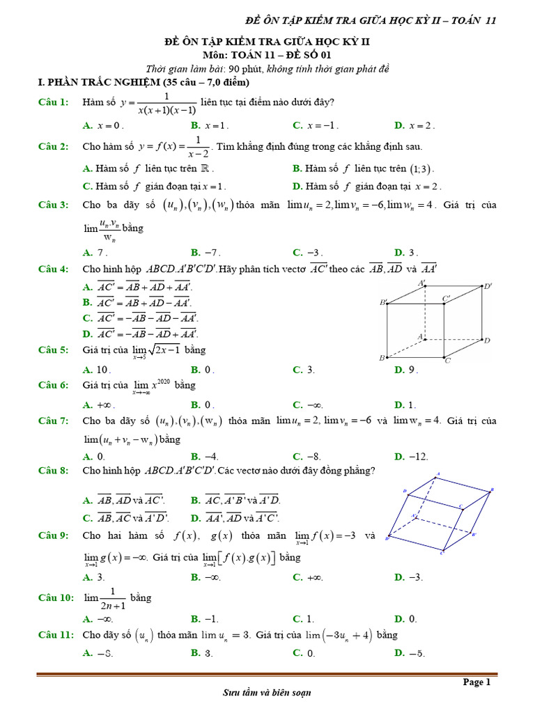 DE - GK2 Toan 11 Co Dap An Va Loi Giai | PDF