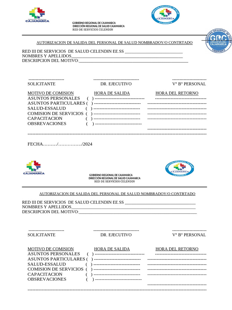 Papeletas de Salida 2024 | PDF