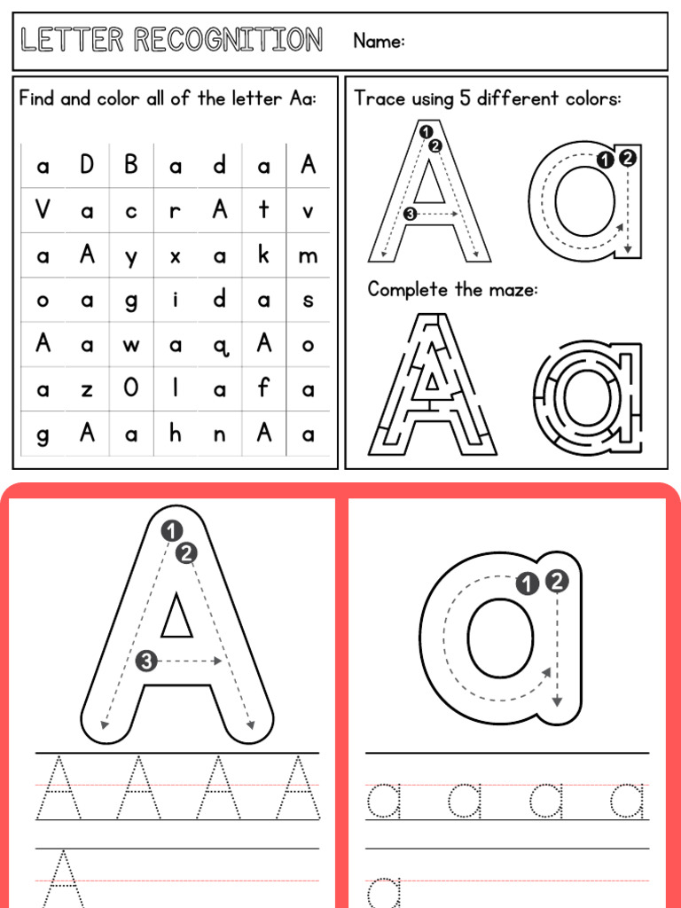 Letter a Recognition Worksheet | PDF