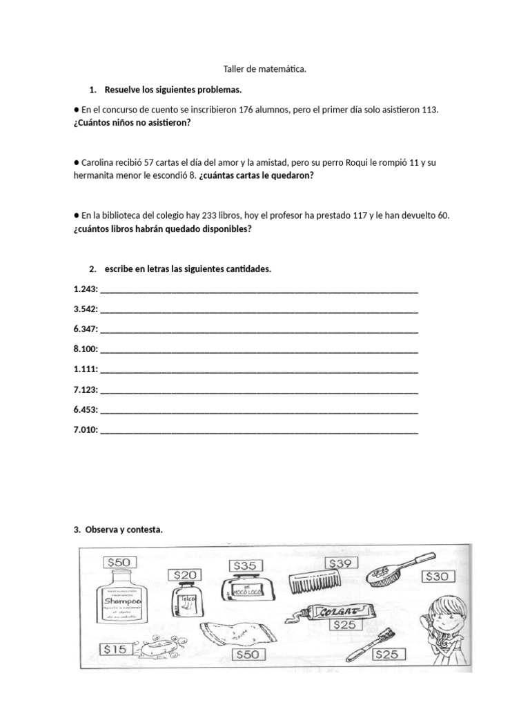Problemas Matemáticos y Escritura de Números | PDF