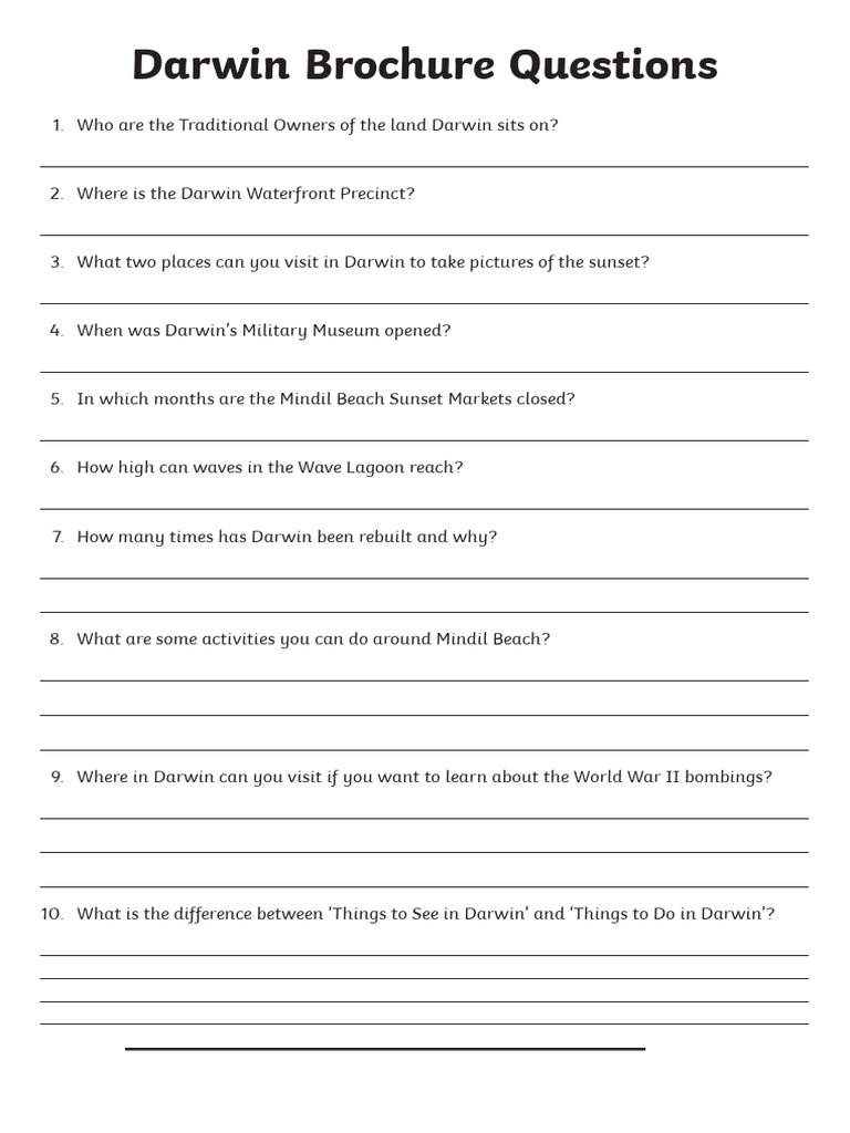 Au Hu 1630112437 Darwin Reading Comprehension Brochure Questions | PDF