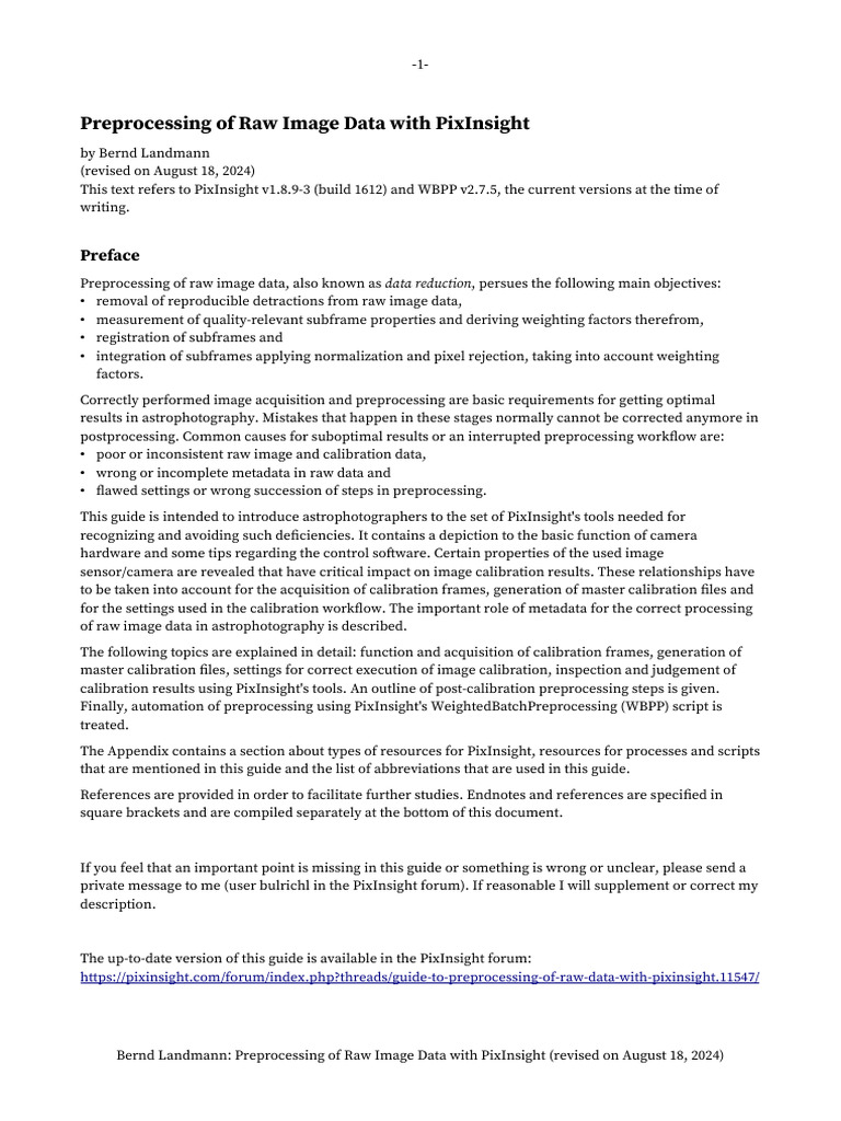 Preprocessing of Raw Image Data With Pixinsight: Preface | PDF | Charge Coupled Device | Raw ...