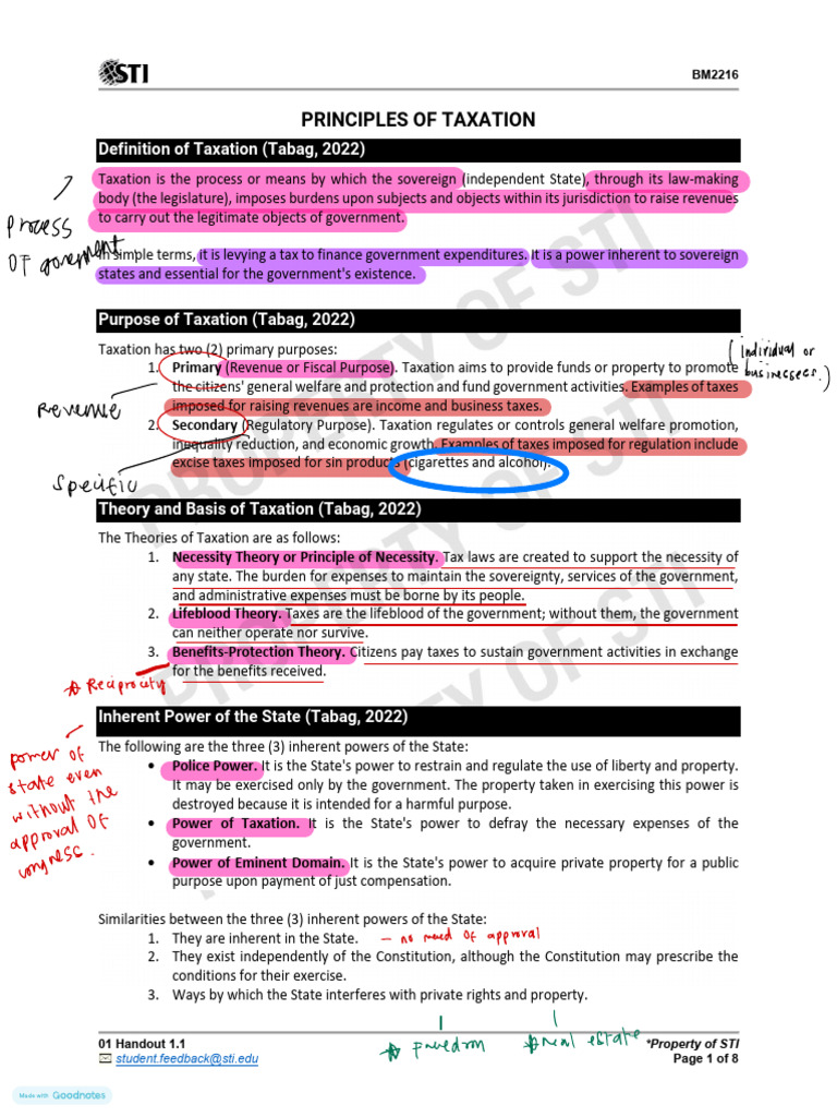 Handout 1 Taxation | PDF | Taxes | Income Tax