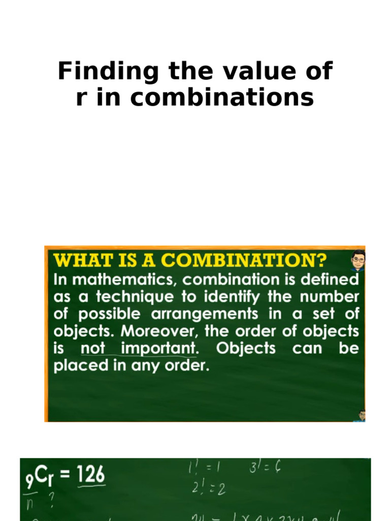 Finding The Value of R in Combinations | PDF