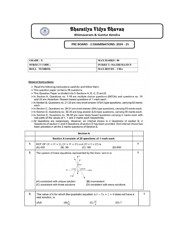 Maths Pre Board 2 | PDF
