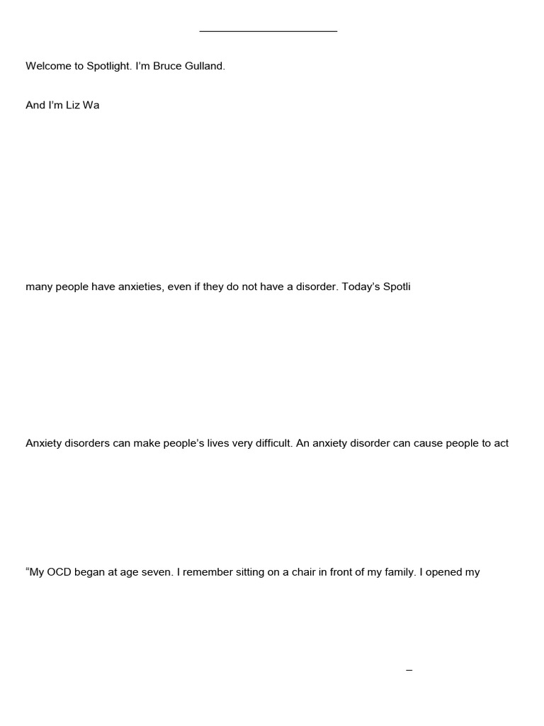 LIVING WITH ANXIETY for reading | PDF | Obsessive–Compulsive Disorder ...