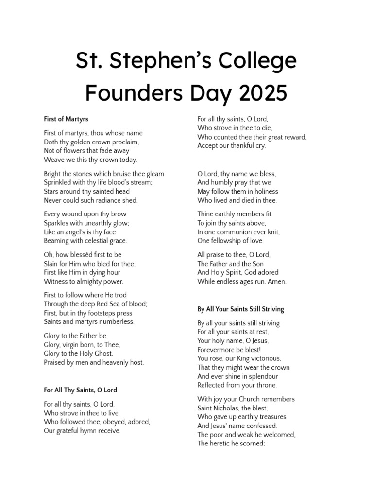 Founders Day Hymns 2025 | PDF | Eucharist | Jesus