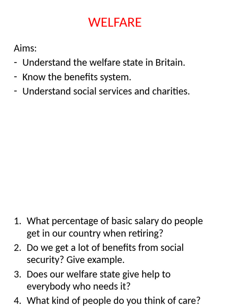 UNIT - WELFARE | PDF | National Health Service | Unemployment Benefits